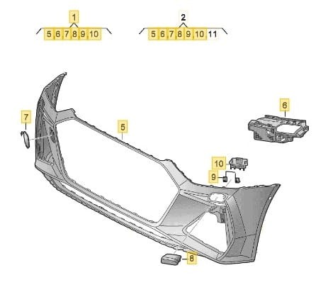 Poszycie zderzaka przedniego Audi RS6 RS7 4K8807065K Doposażanie aut ...